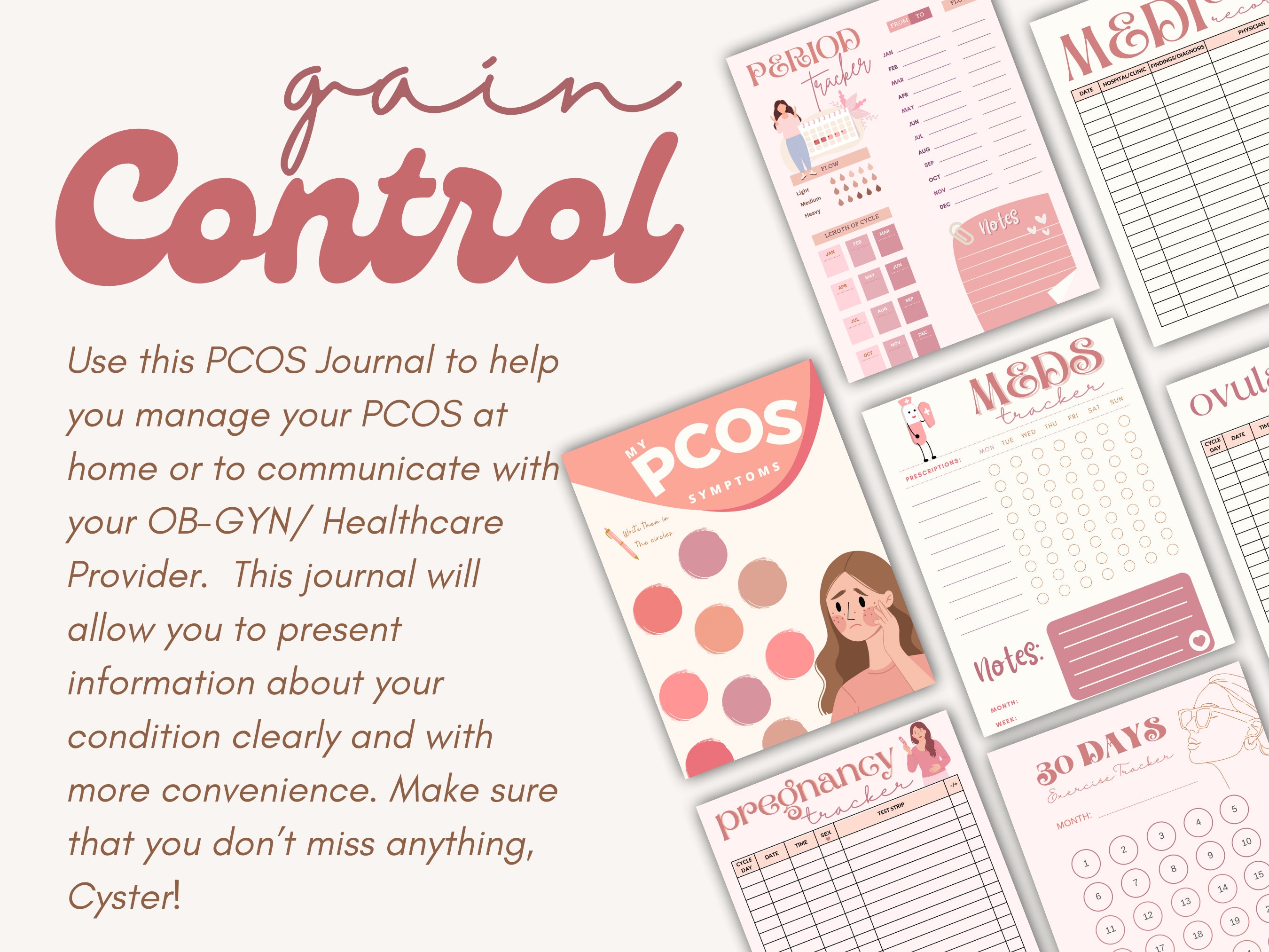 PCOS Journal Tracker Printable | PCOS Symptom | Period Tracker ...