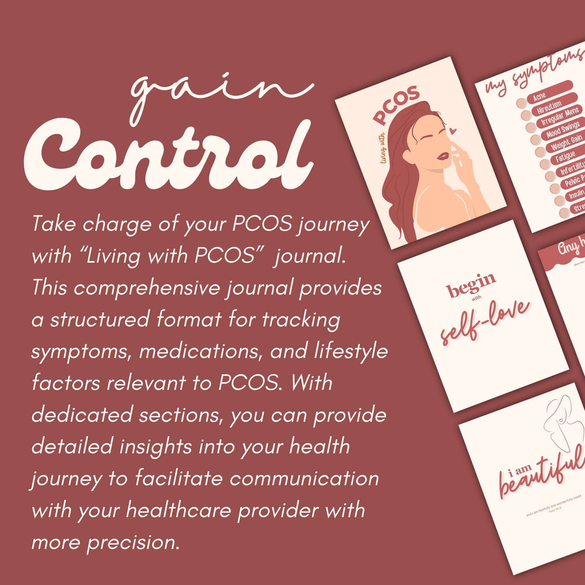 Living With PCOS Aesthetic Journal Printable | PCOS Symptoms Tracker ...
