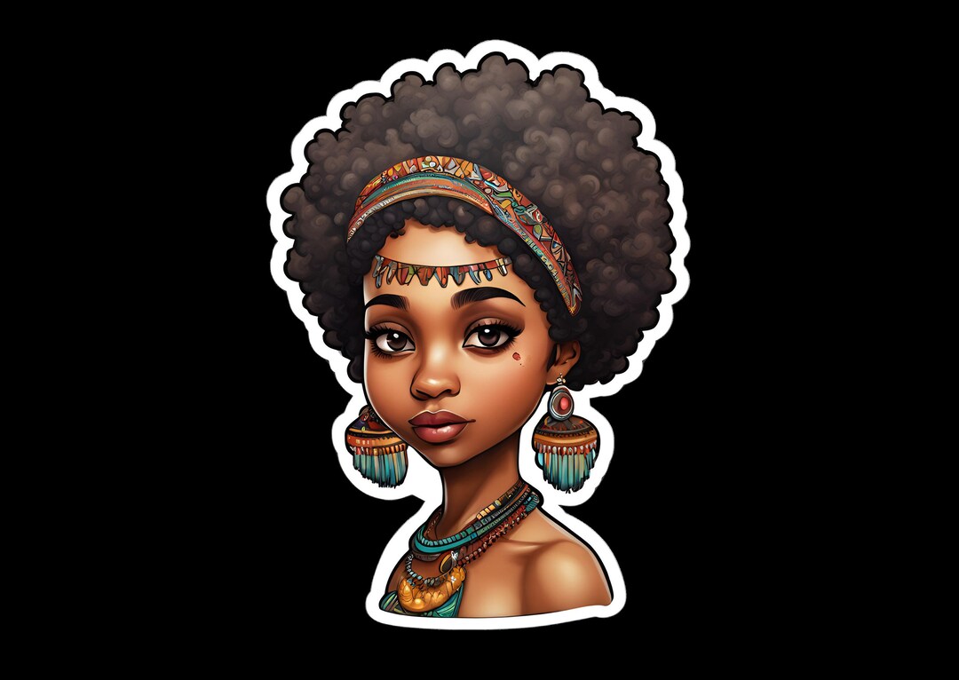Afro Girl Clipart PNG Stickers - 30 Afro Girl Clipart, Denim Girl ...
