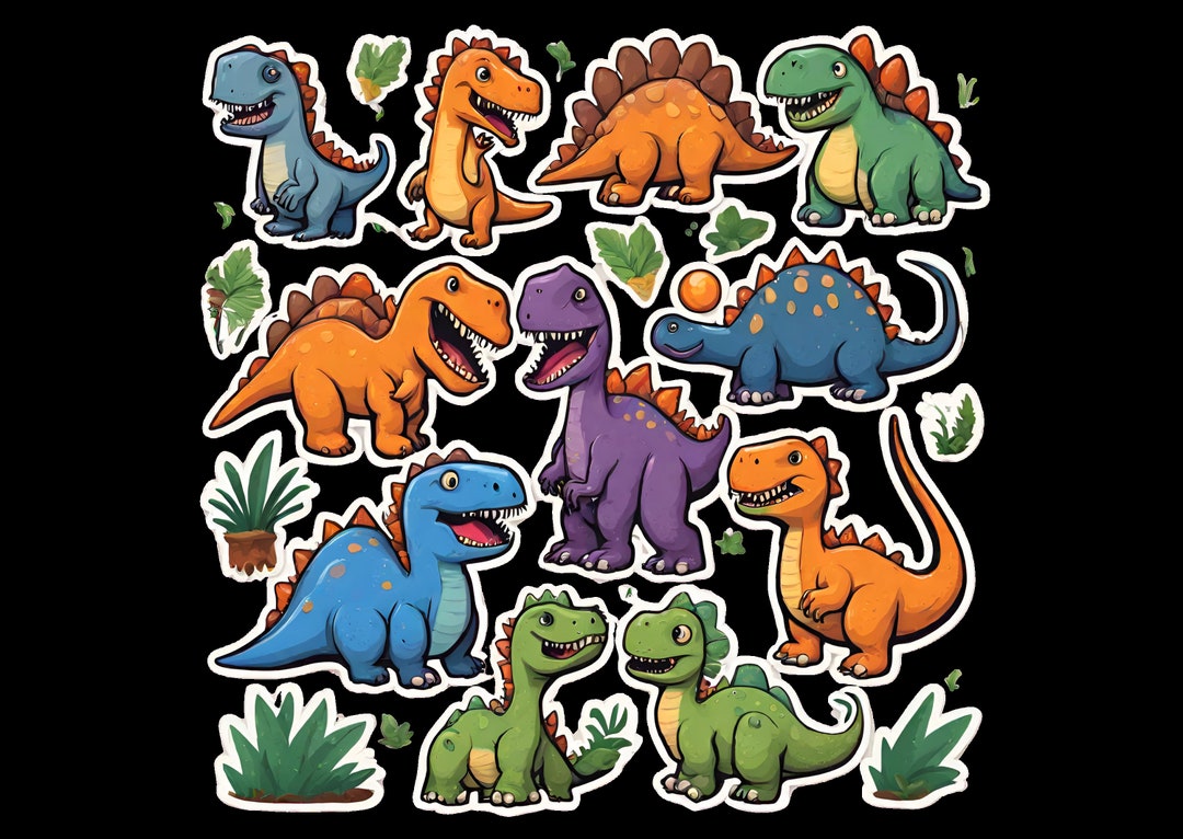 Dino Sticker Set - 20 High-quality PNG Files, DIY Printable Dinosaur ...