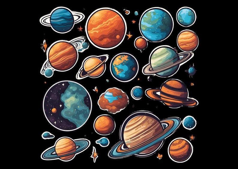 20 Sets of Printable Planets Stickers, DIY Space Stickers for Kids ...