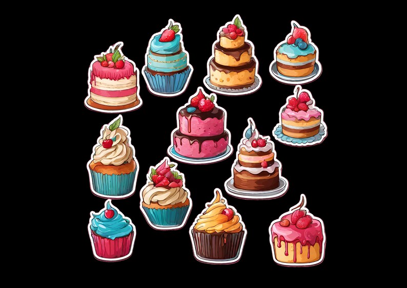 Printable Stickers Sweet Cakes Designs, DIY Sticker Printing for ...