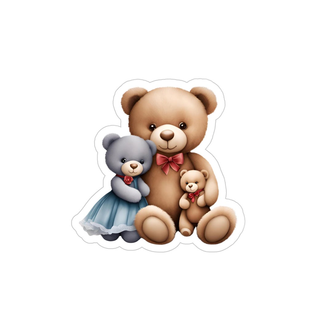 Family Love Stickers, Cute Teddy Bear Family Transparent Decals for ...
