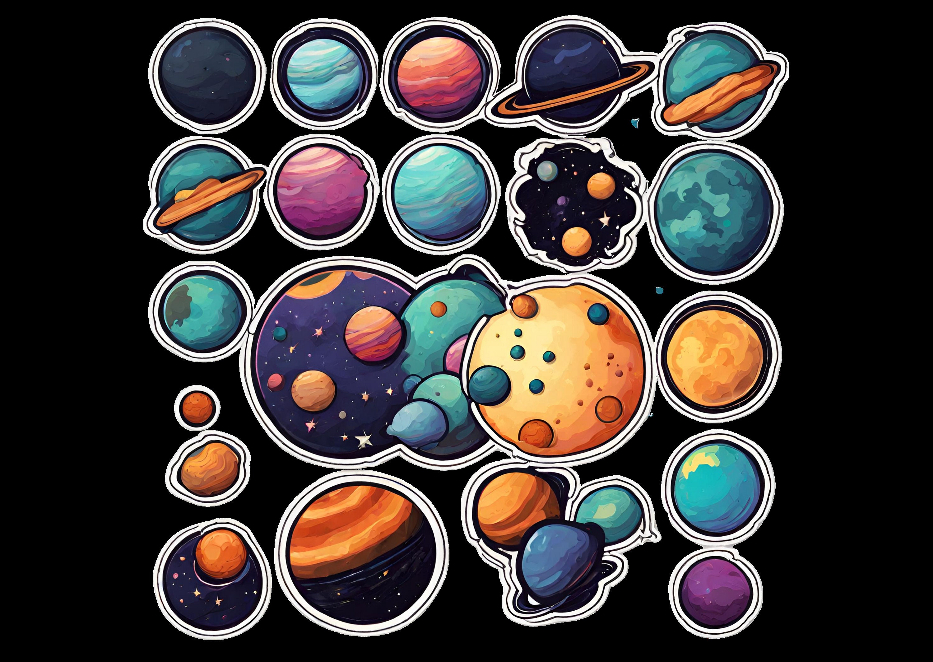 Printable Planets Stickers Set - 10 High Quality PNG Files, Instant ...