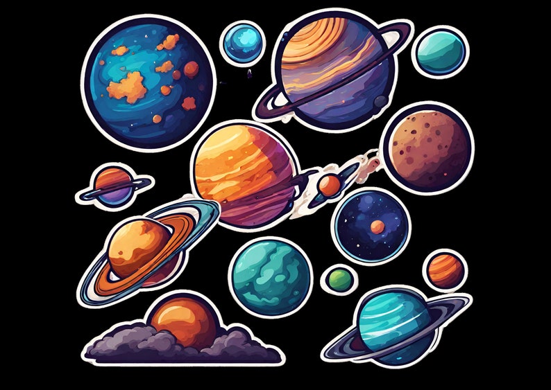 Printable Planets PNG Stickers High-quality Space Journal & Planner ...
