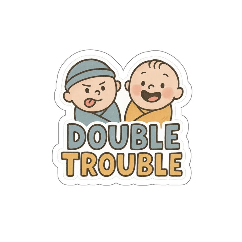 Whimsical Die-cut Stickers, Cute Baby Characters, Double Trouble, Fun ...