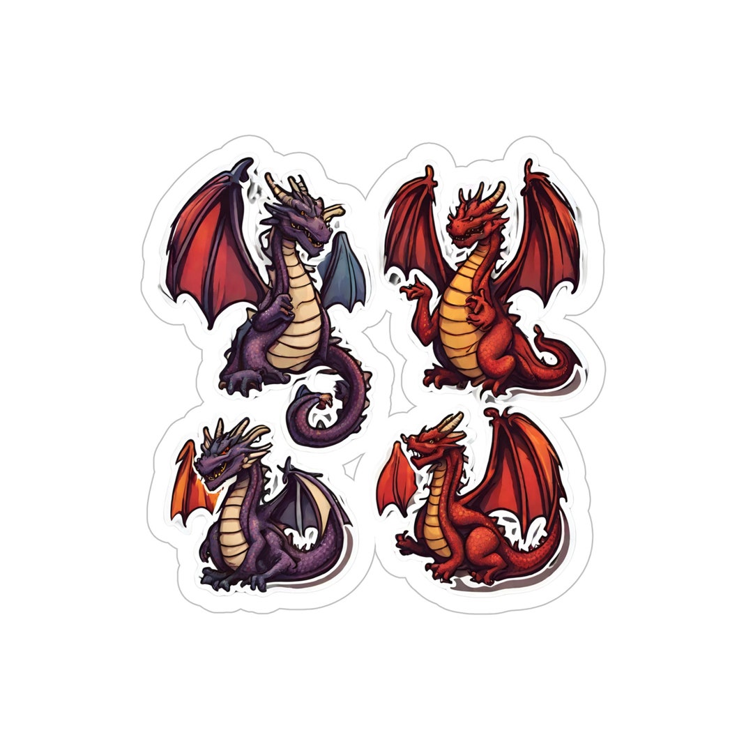 Dragons Stickers Pack - Transparent, Die-cut & Waterproof Vinyl Decals ...