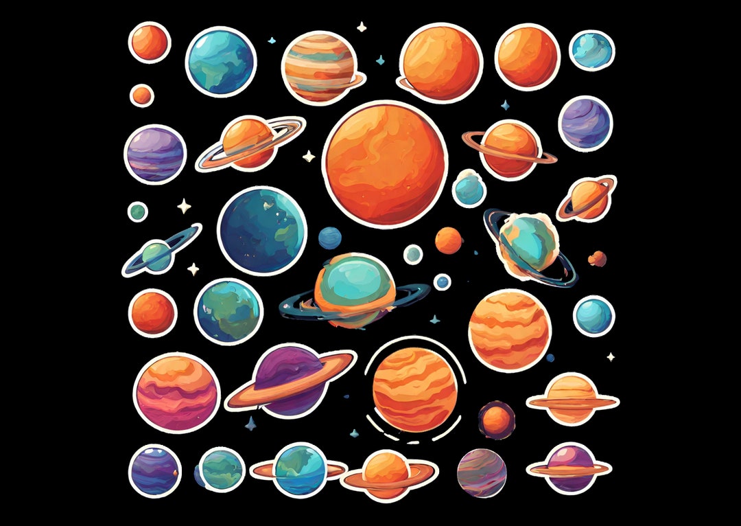 Printable Planets Stickers Set - 10 High Quality PNG Files, Instant ...