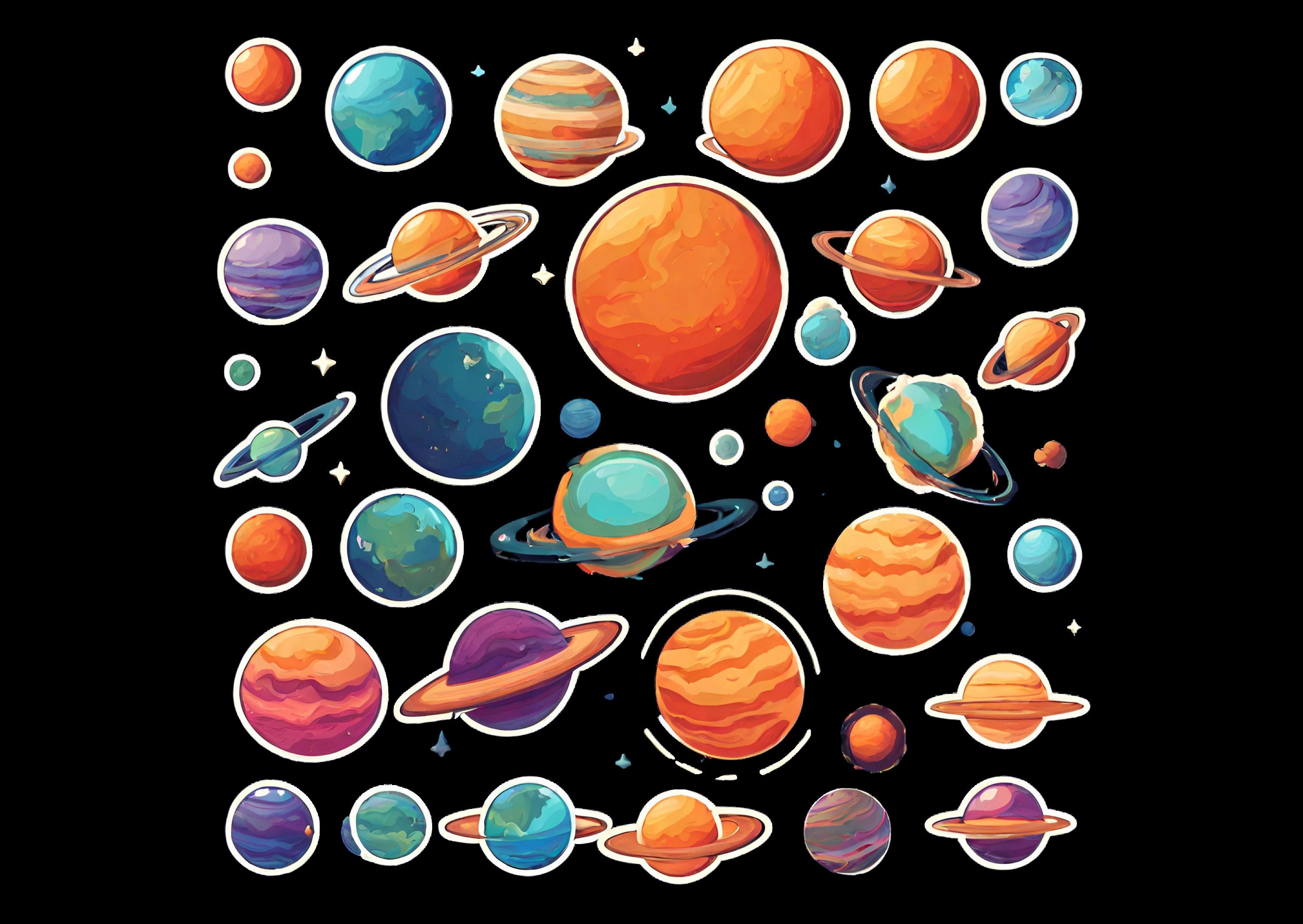 Printable Planets Stickers Set - 10 High Quality PNG Files, Instant ...