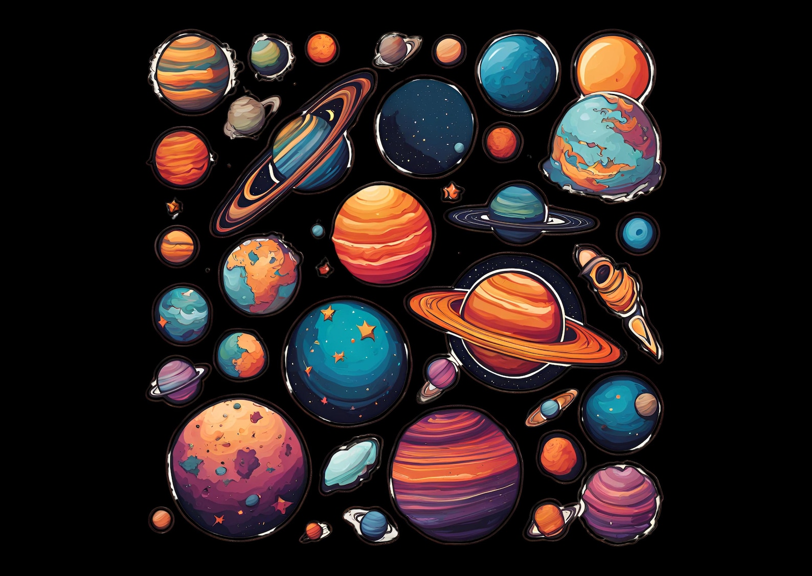 20 Sets of Printable Planets Stickers, DIY Space Stickers for Kids ...