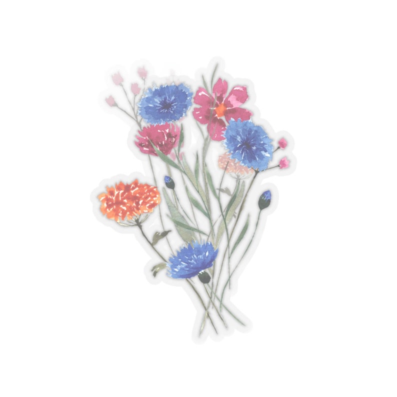 Kiss-cut Sticker Wild Flowers Bouquet, Durable Vinyl Indoor Decor ...