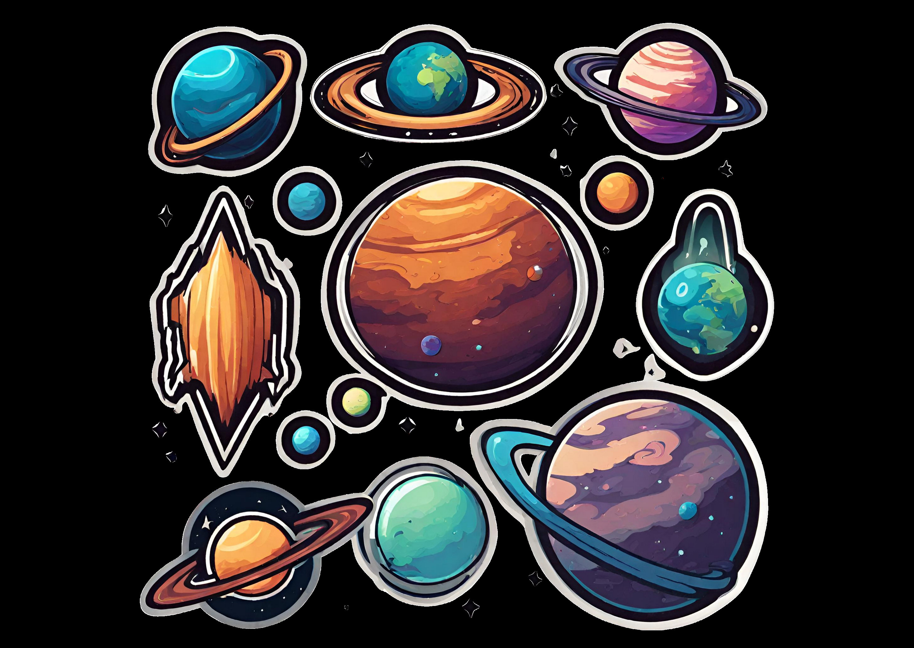 Printable Planets Stickers Set - 10 High Quality PNG Files, Instant ...