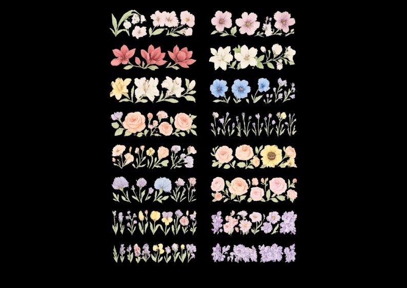 Flower Border Floral Clipart PNG, 20 Sheets Wildflower Frames ...