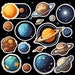 Planets Stickers Set 15 Printable Space Decals Sets, High-quality PNG ...