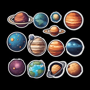 20 Sets of Printable Planets Stickers, DIY Space Stickers for Kids ...