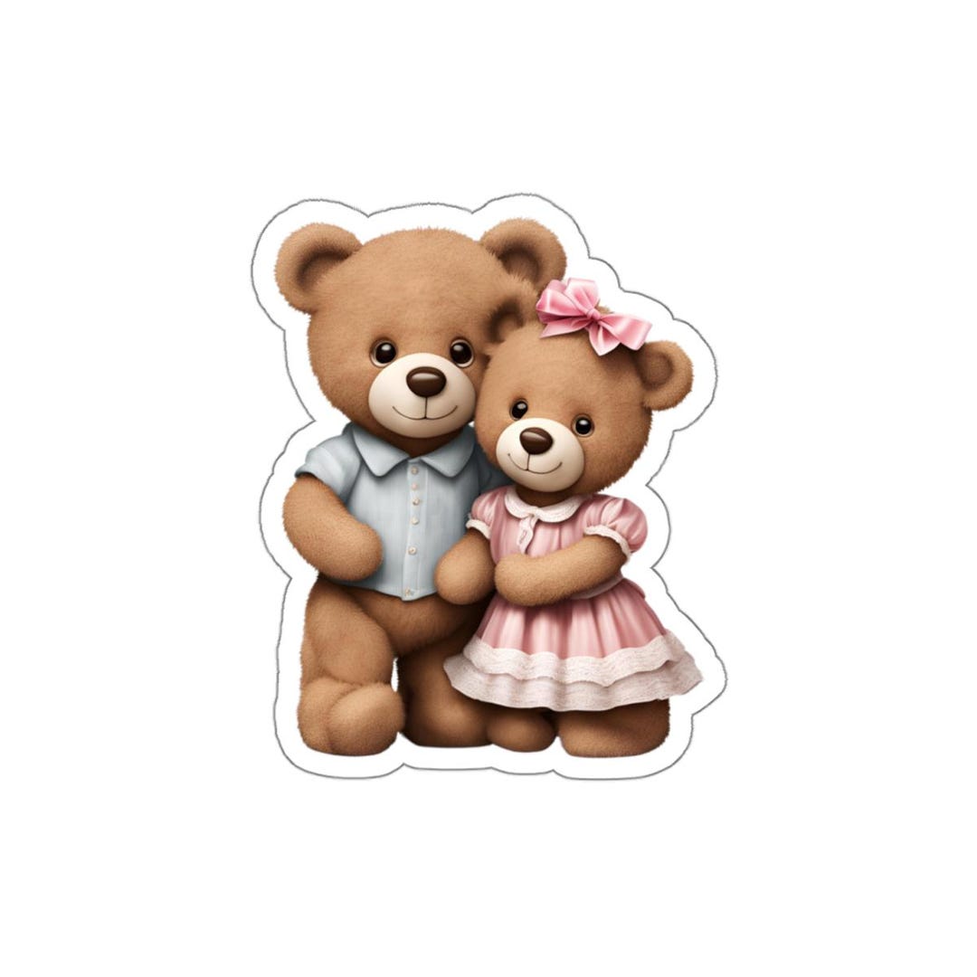 Cute Teddy Bears Kiss-cut Stickers, Couple Stickers for Indoor Decor ...