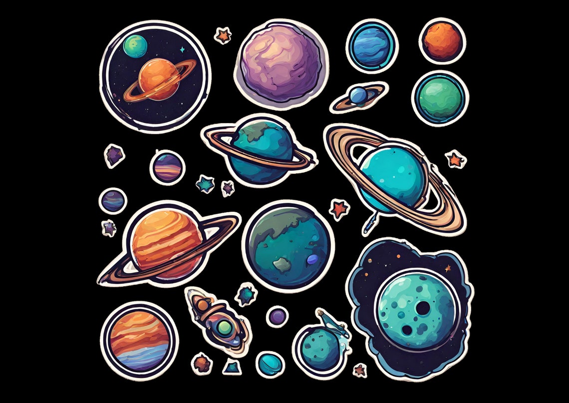 Printable Planets PNG Stickers High-quality Space Journal & Planner ...