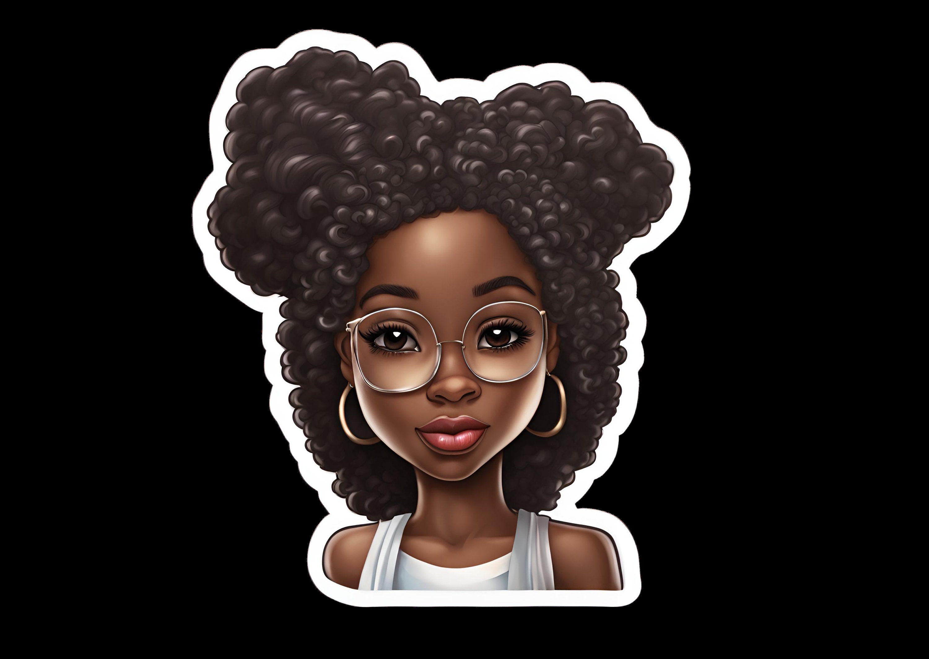 Afro Girl Clipart PNG Stickers - 30 Afro Girl Clipart, Denim Girl ...