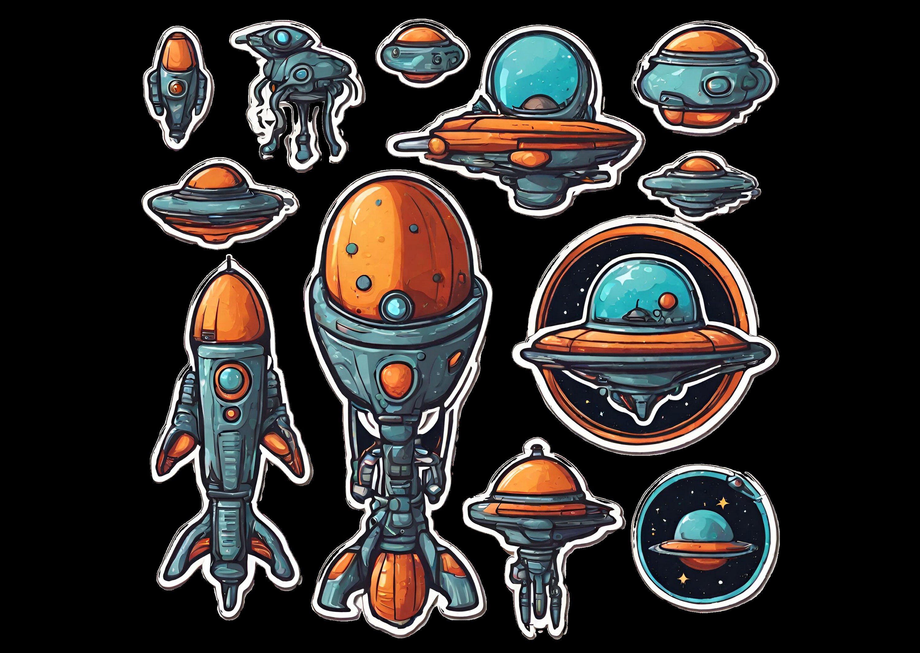 Printable Stickers 10 Space-themed Pngs, DIY Spaceship Decals for ...