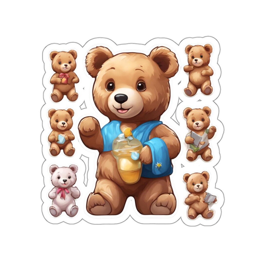 Teddy Bear Stickers, Cute Durable Vinyl Decor for Kid's Room, Fun ...