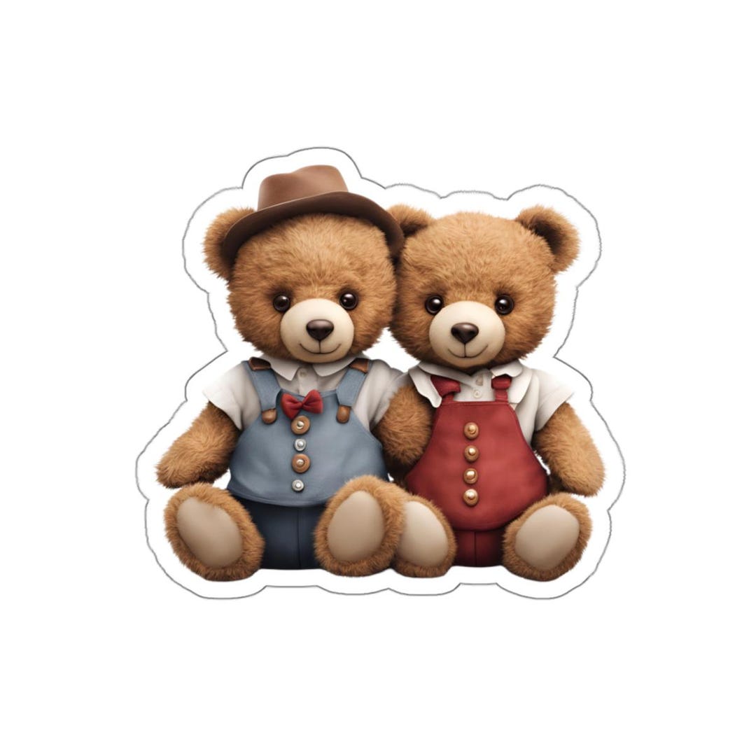 Cute Teddy Stickers - Delightful Couple Love Decor, Vinyl Stickers for ...
