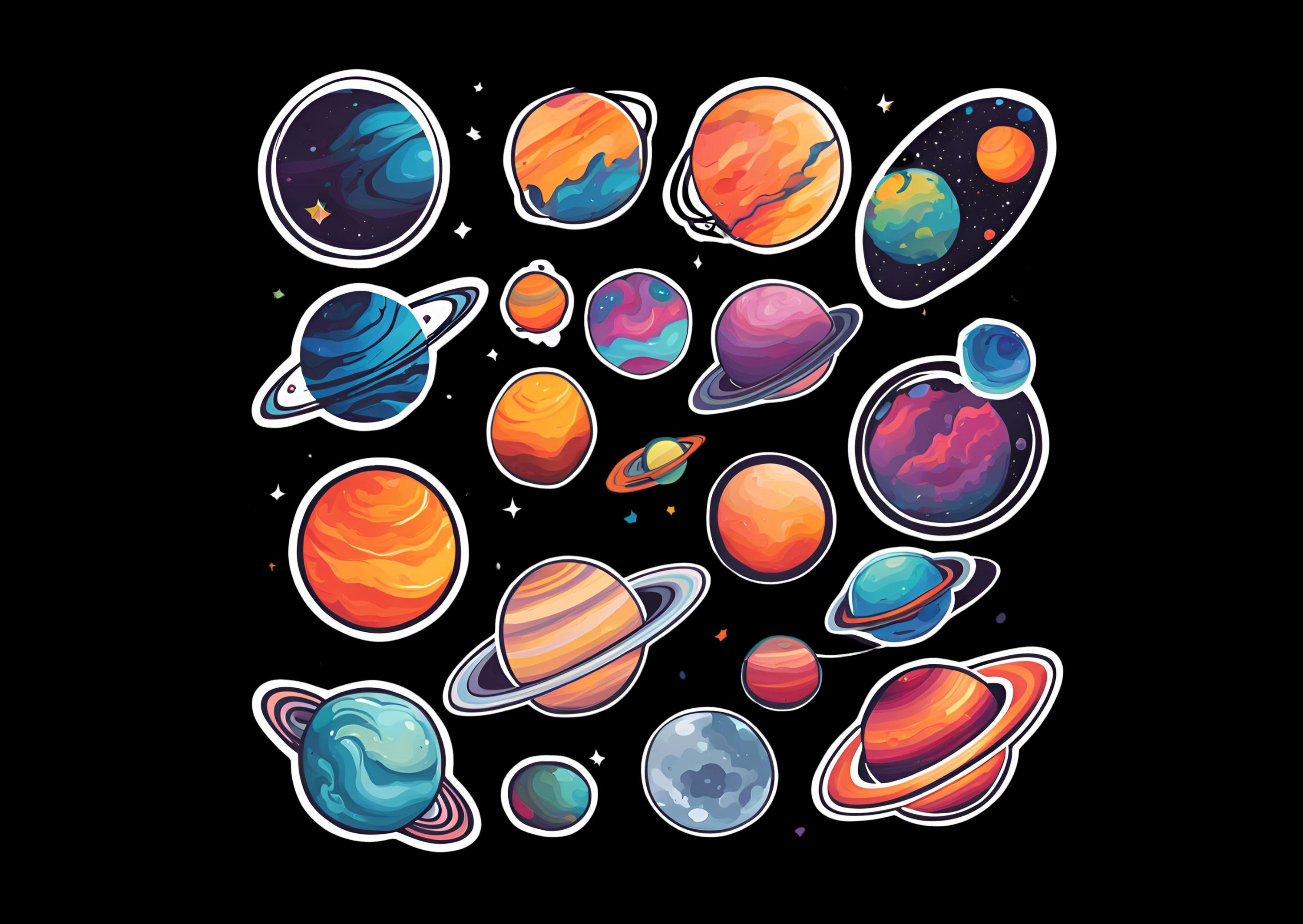 20 Sets of Printable Planets Stickers, DIY Space Stickers for Kids ...