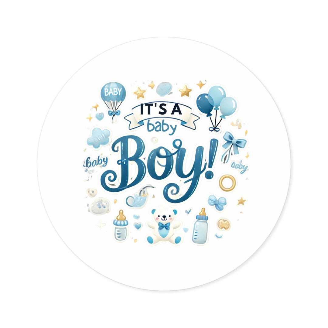 It's a Boy Stickers, Round Vinyl Stickers Water & Scratch Resistant for ...