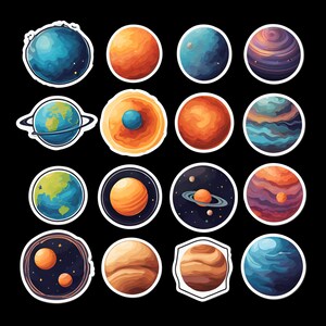 20 Sets of Printable Planets Stickers, DIY Space Stickers for Kids ...