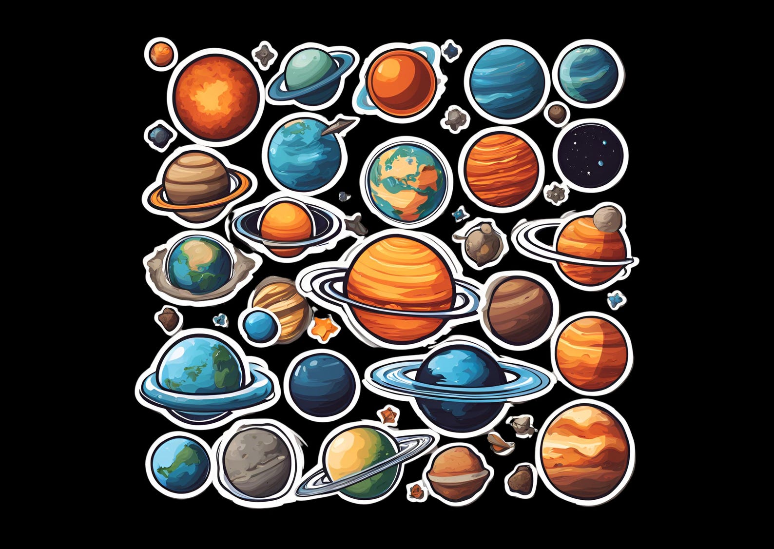 20 Sets of Printable Planets Stickers, DIY Space Stickers for Kids ...