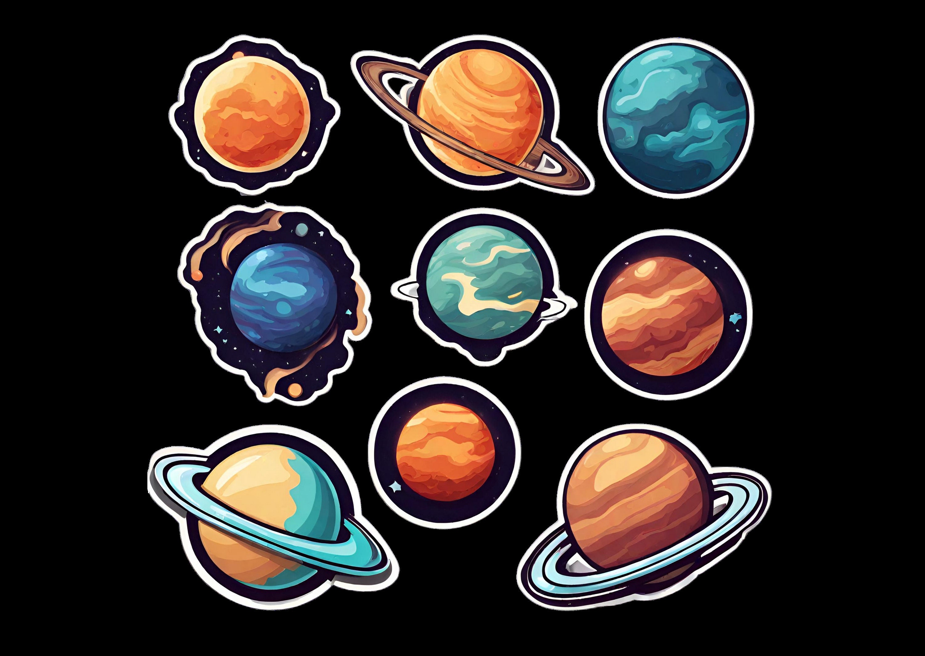 Printable Planets Stickers Set - 10 High Quality PNG Files, Instant ...