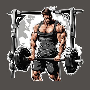 Printable Stickers - 27 Muscle Man Gym Decals, Instant Download Strong ...