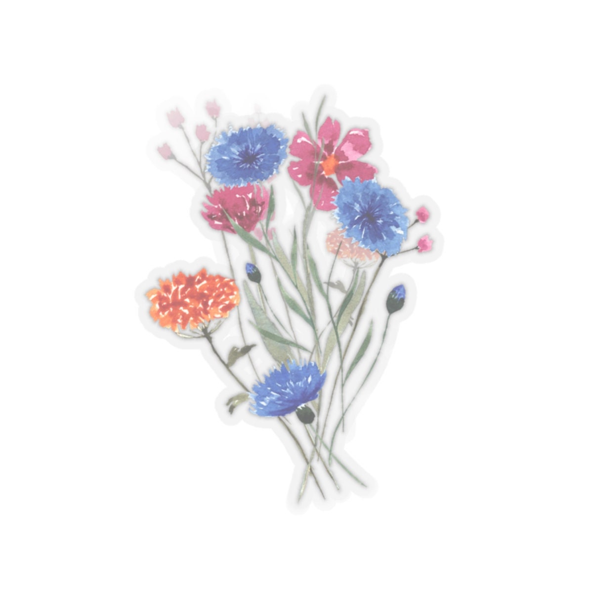Kiss-cut Sticker Wild Flowers Bouquet, Durable Vinyl Indoor Decor ...