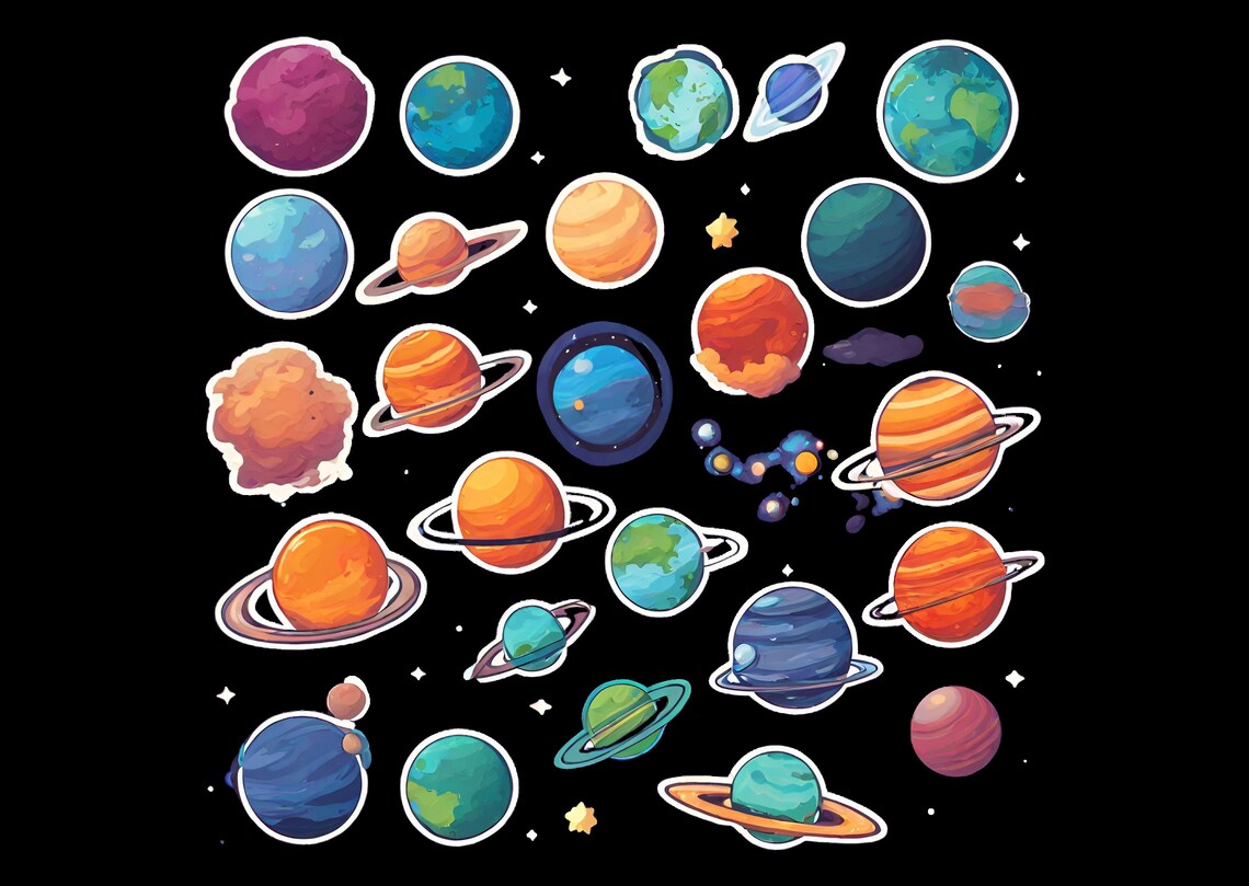 Printable Planets Stickers Set - 10 High Quality PNG Files, Instant ...