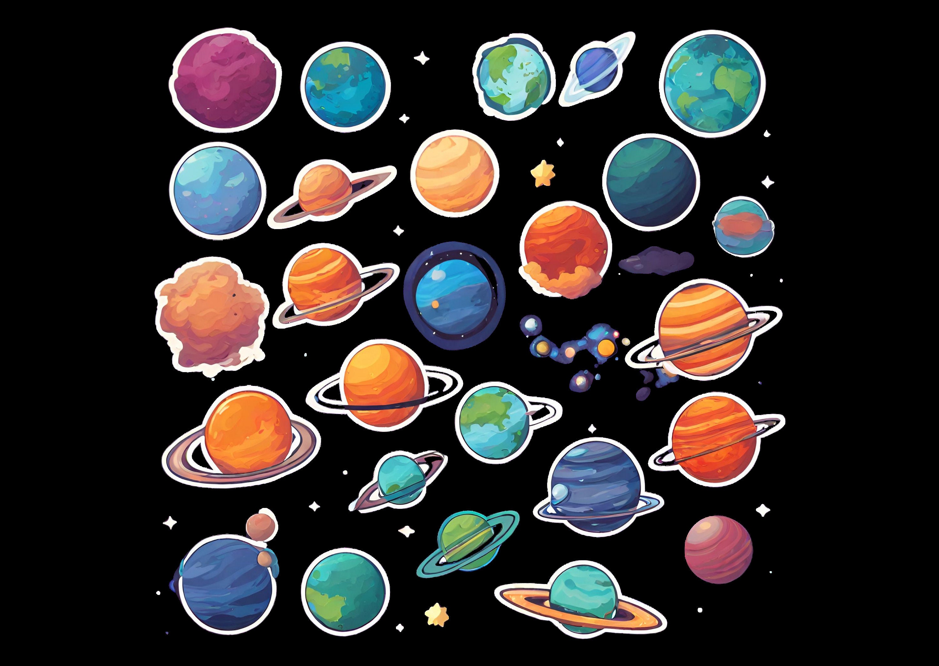Printable Planets Stickers Set - 10 High Quality PNG Files, Instant ...