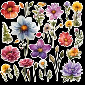 Printable Flowers Set - Unique Flowers PNG, Instant Download for ...