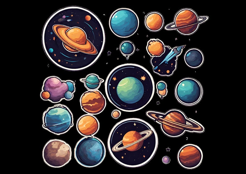 Printable Planets Stickers Set - 10 High Quality PNG Files, Instant ...