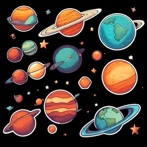 Printable Planets Stickers Set - 10 High Quality PNG Files, Instant ...