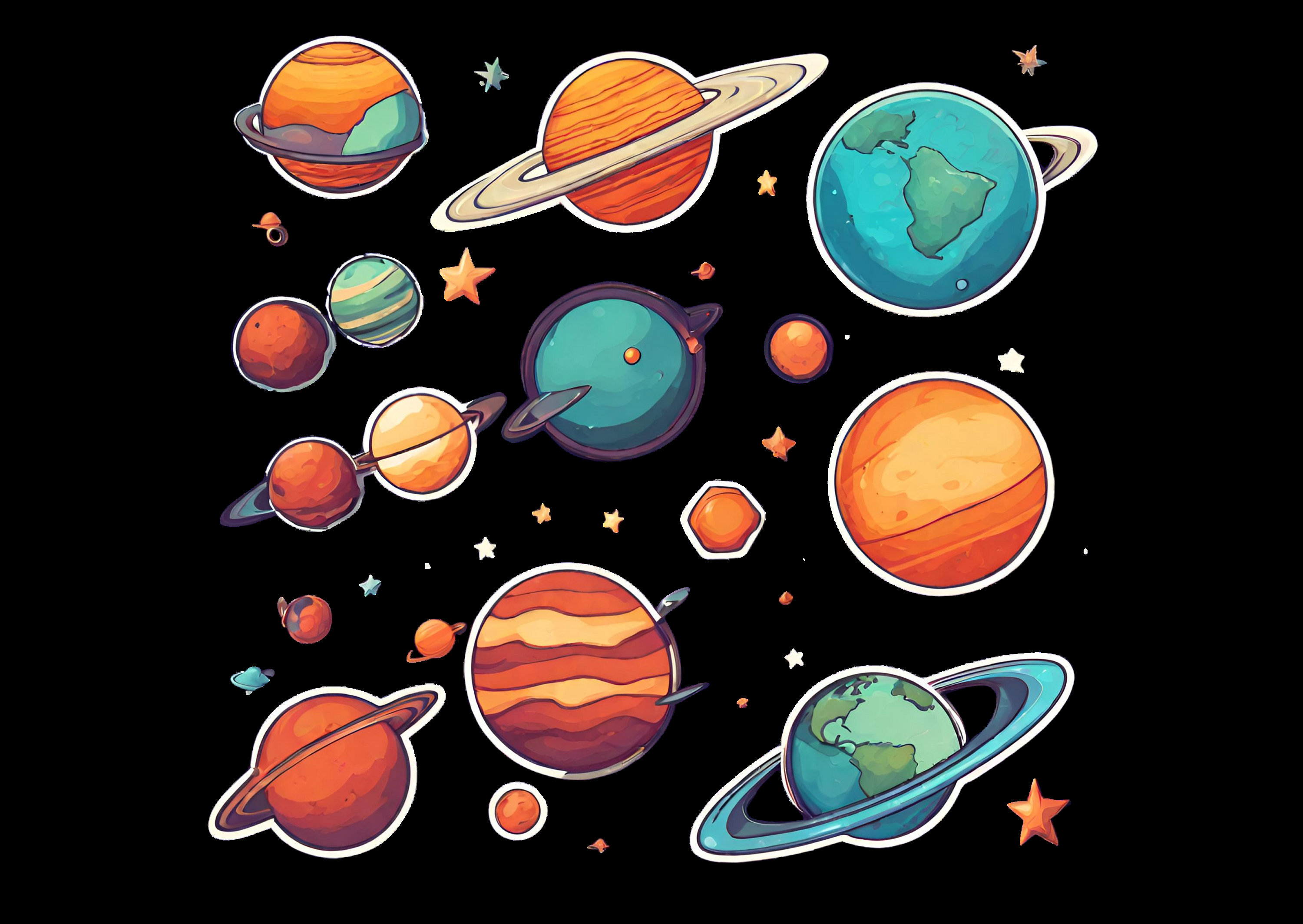 Printable Planets Stickers Set - 10 High Quality PNG Files, Instant ...