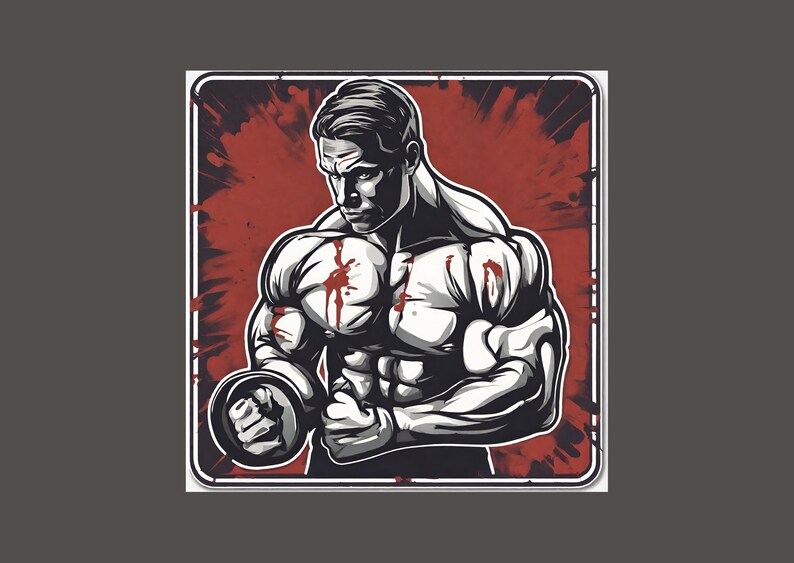 Printable Stickers - 27 Muscle Man Gym Decals, Instant Download Strong ...