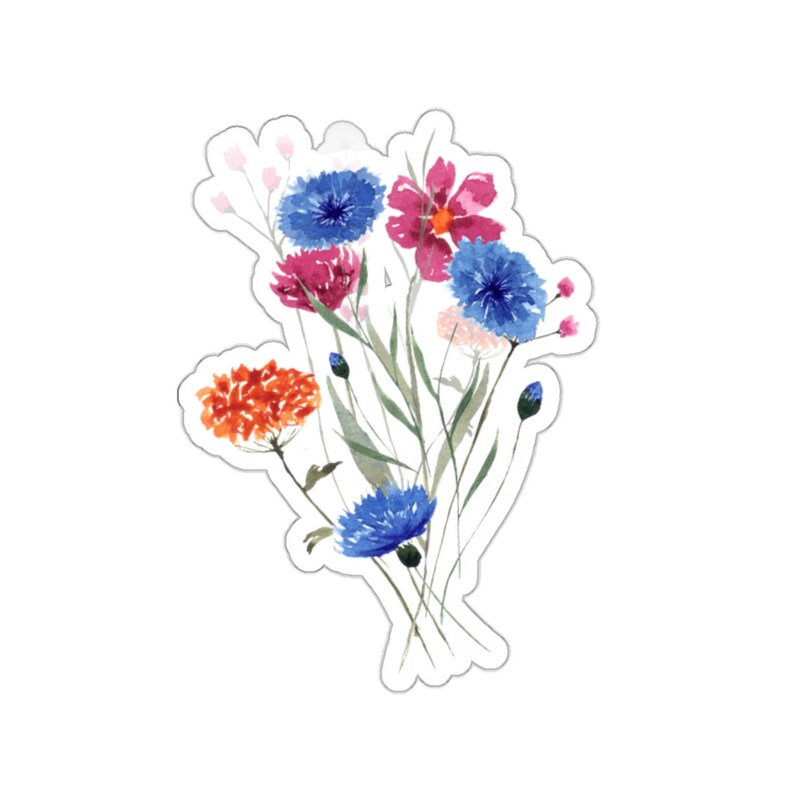 Kiss-cut Sticker Wild Flowers Bouquet, Durable Vinyl Indoor Decor ...