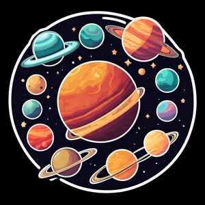 Printable Planets Stickers Set - 10 High Quality PNG Files, Instant ...