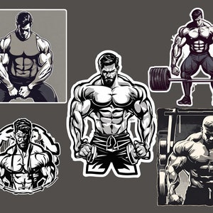 Printable Stickers - 27 Muscle Man Gym Decals, Instant Download Strong ...