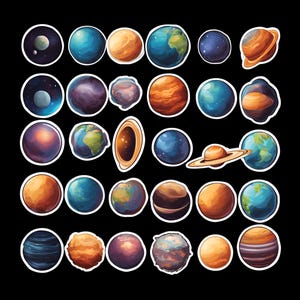 20 Sets of Printable Planets Stickers, DIY Space Stickers for Kids ...