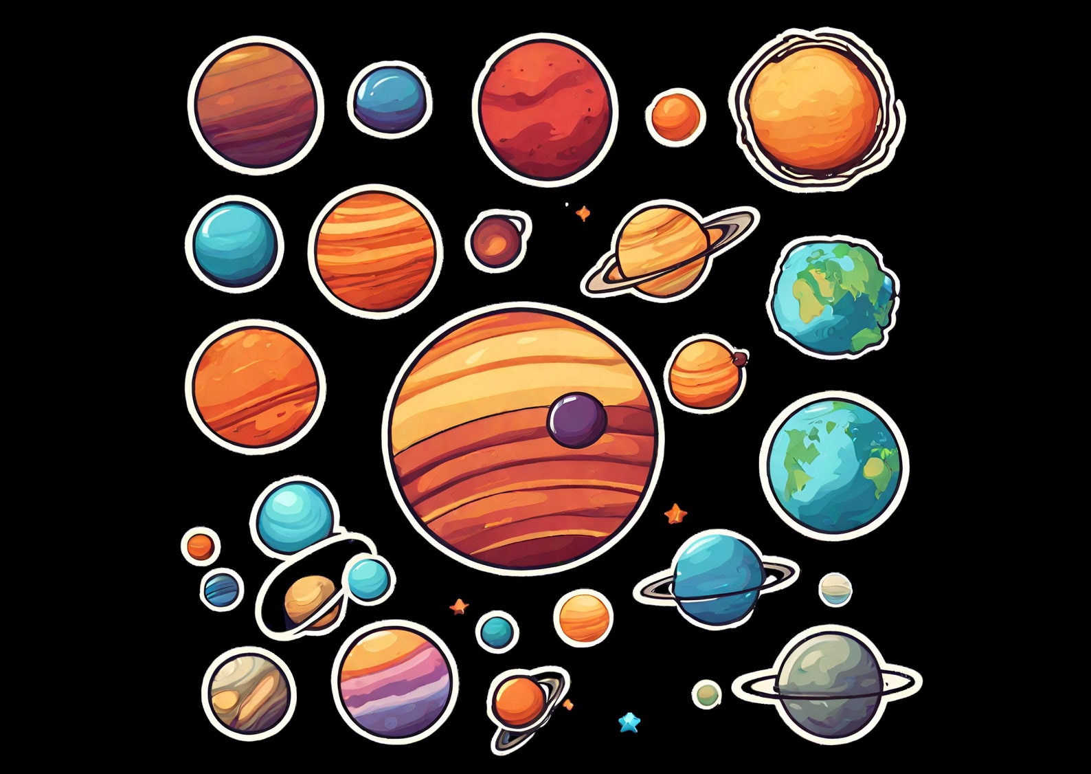 Printable Planets Stickers Set - 10 High Quality PNG Files, Instant ...