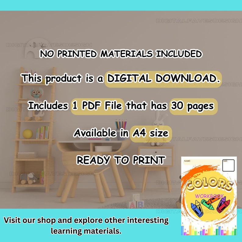 Colors Workbook, Workbook Template, Workbook for Kids, Learn About ...