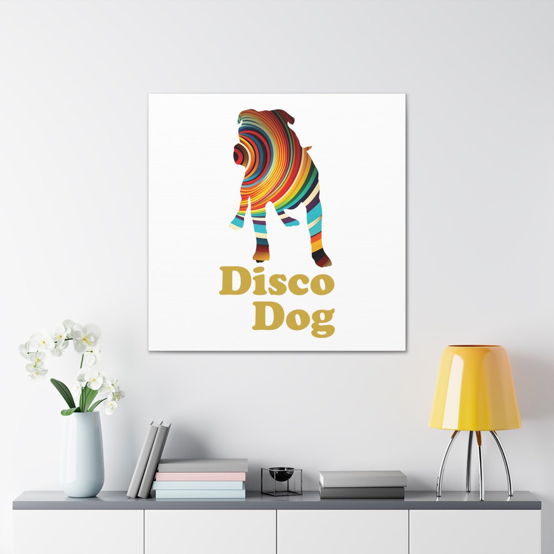 Disco Dog Canvas Dog Lover Art for Dog Owner Rottweiler Dog Art for Dog Mom Art Home Décor Dog ...