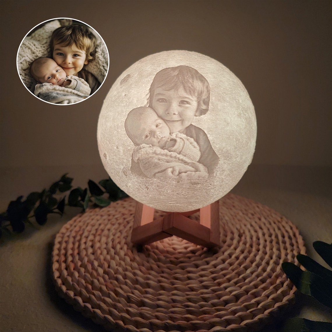 Custom Photo 3D Moon Lamp&text,personalized 3D Photo Printed Lunar ...