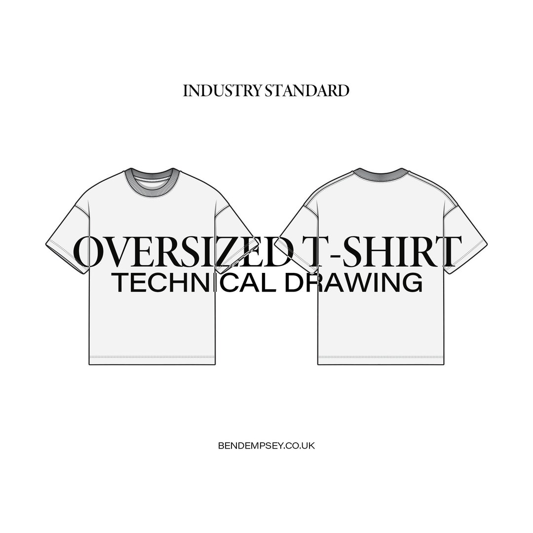 Oversized T-shirt Technical Drawing - Etsy