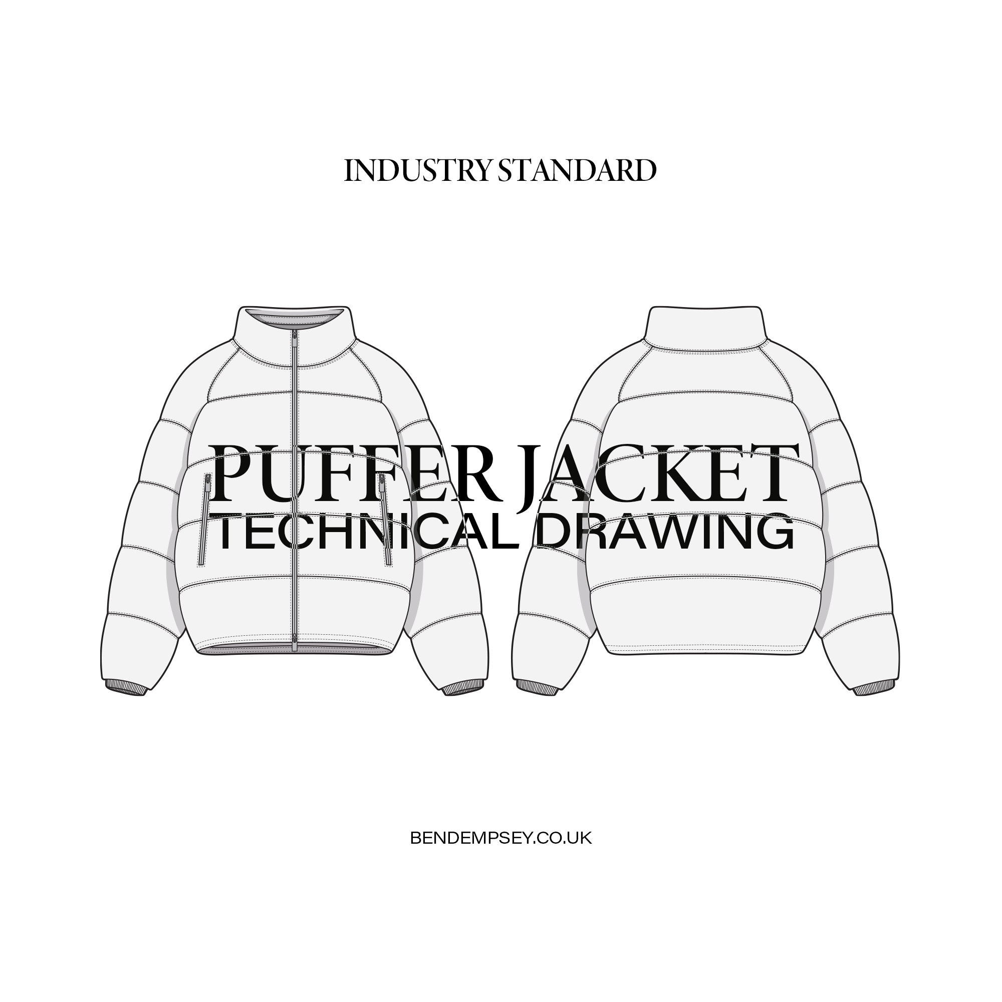 Puffer Jacket Technical Drawing - Etsy