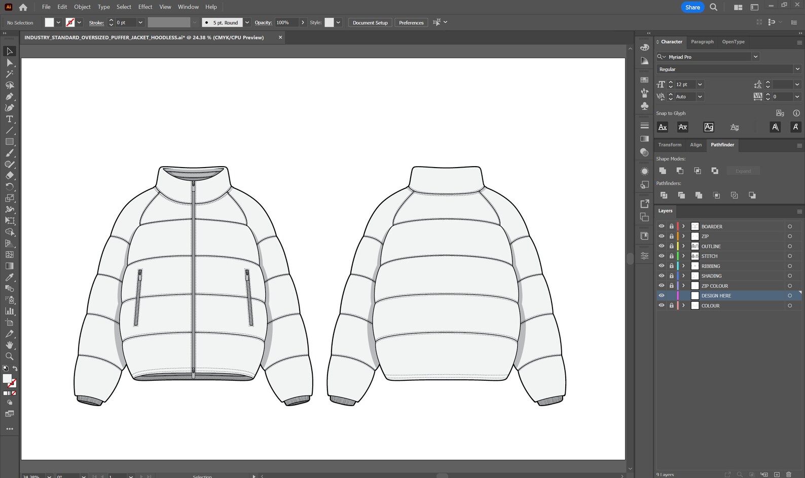 Puffer Jacket Technical Drawing - Etsy